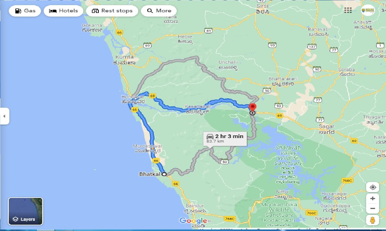 Jog Falls Map
