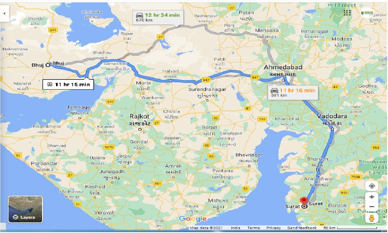 CarOnRentals-Bhuj To Surat Taxi One Way | Book Car On Rent