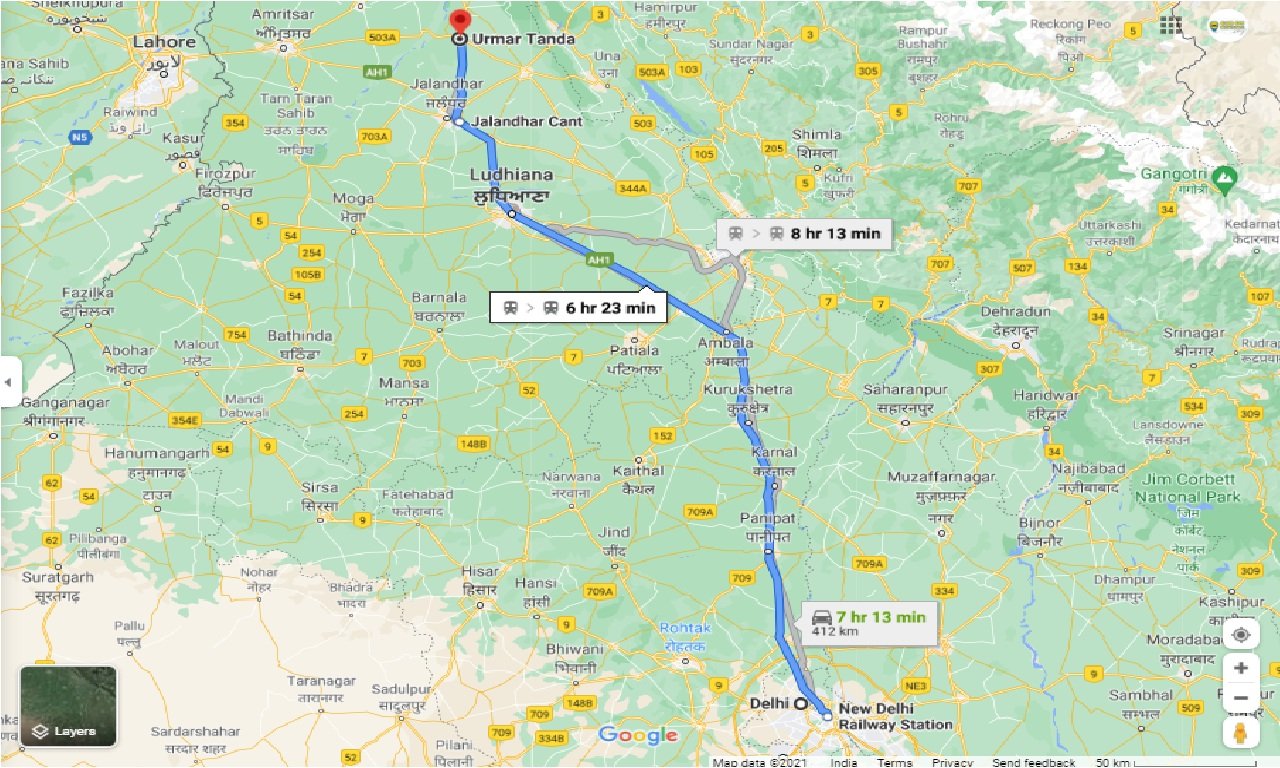 CarOnRentals-Delhi To Urmar Tanda Taxi One Way