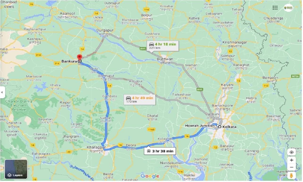 Kolkata Road Map With Distance