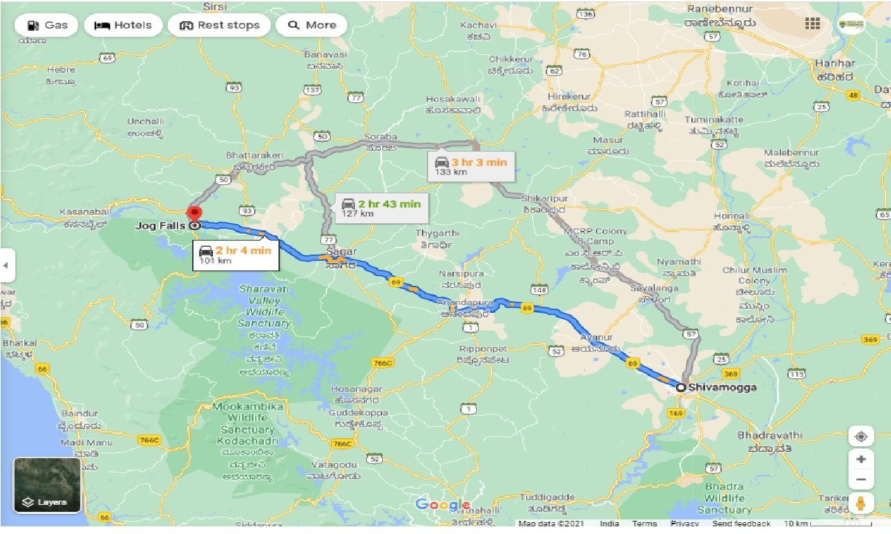 Jog Falls Map