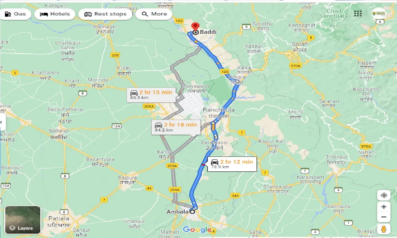 CarOnRentals-Ambala To Baddi Taxi One Way