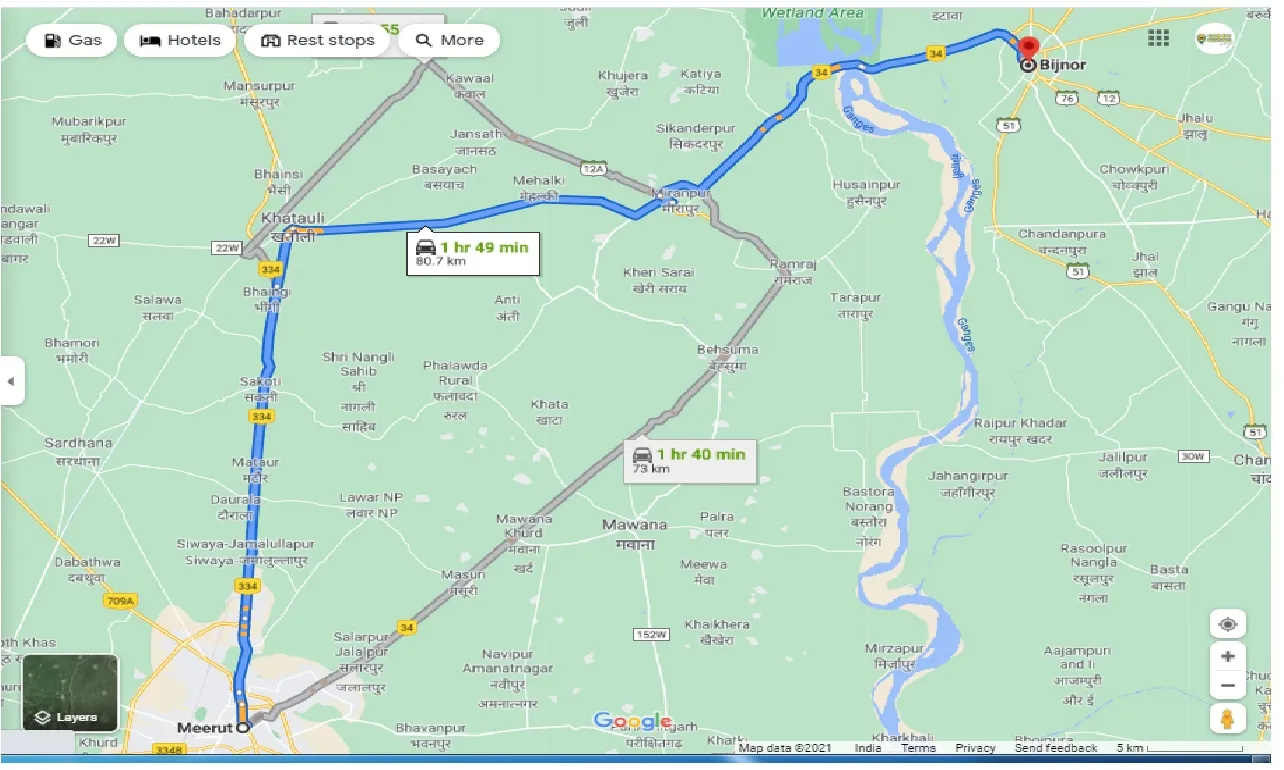 CarOnRentals-Meerut To Bijnor Round Trip